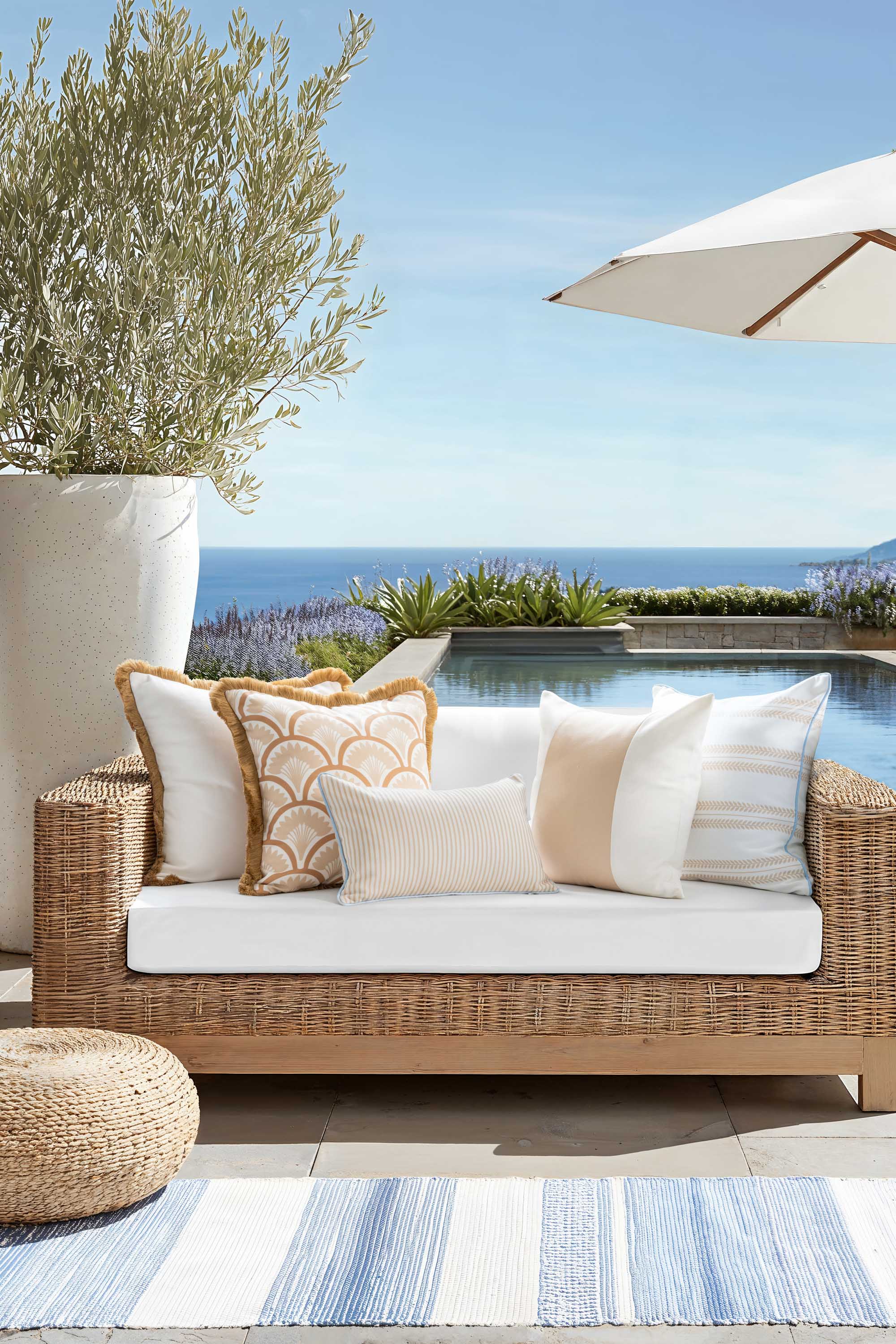 Coastal Indoor Outdoor Tan Pillows, Cavelle Color Block, Neutral Tan ...